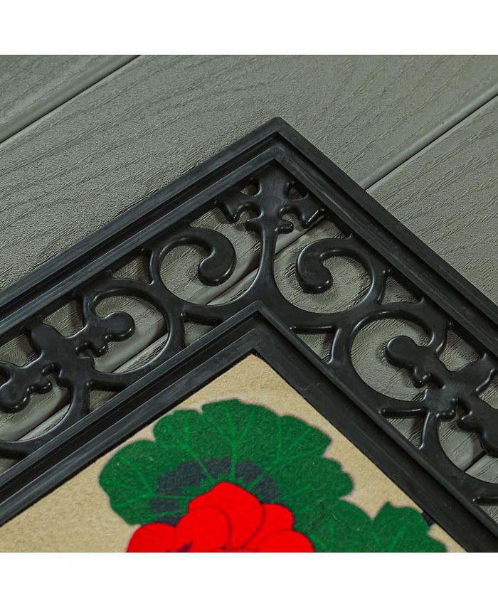 Evergreen Black Fleur Scroll Sassafras Floor Mat Indoor Outdoor Rubber ...