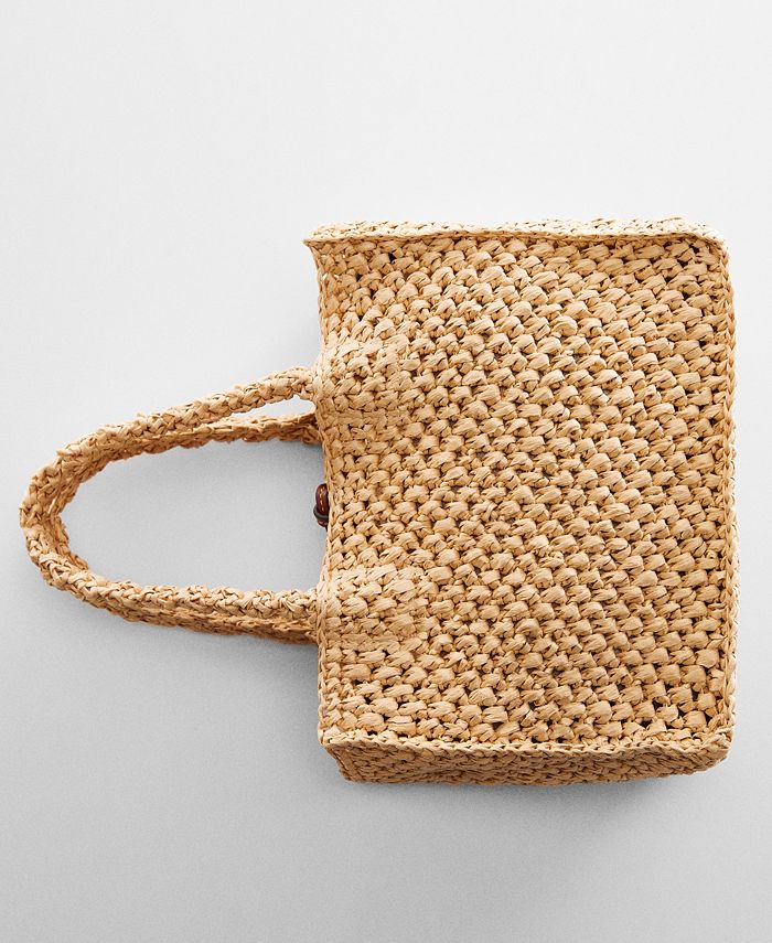 MANGO Women's Raffia-Effect Shoulder Bag - Macy's
