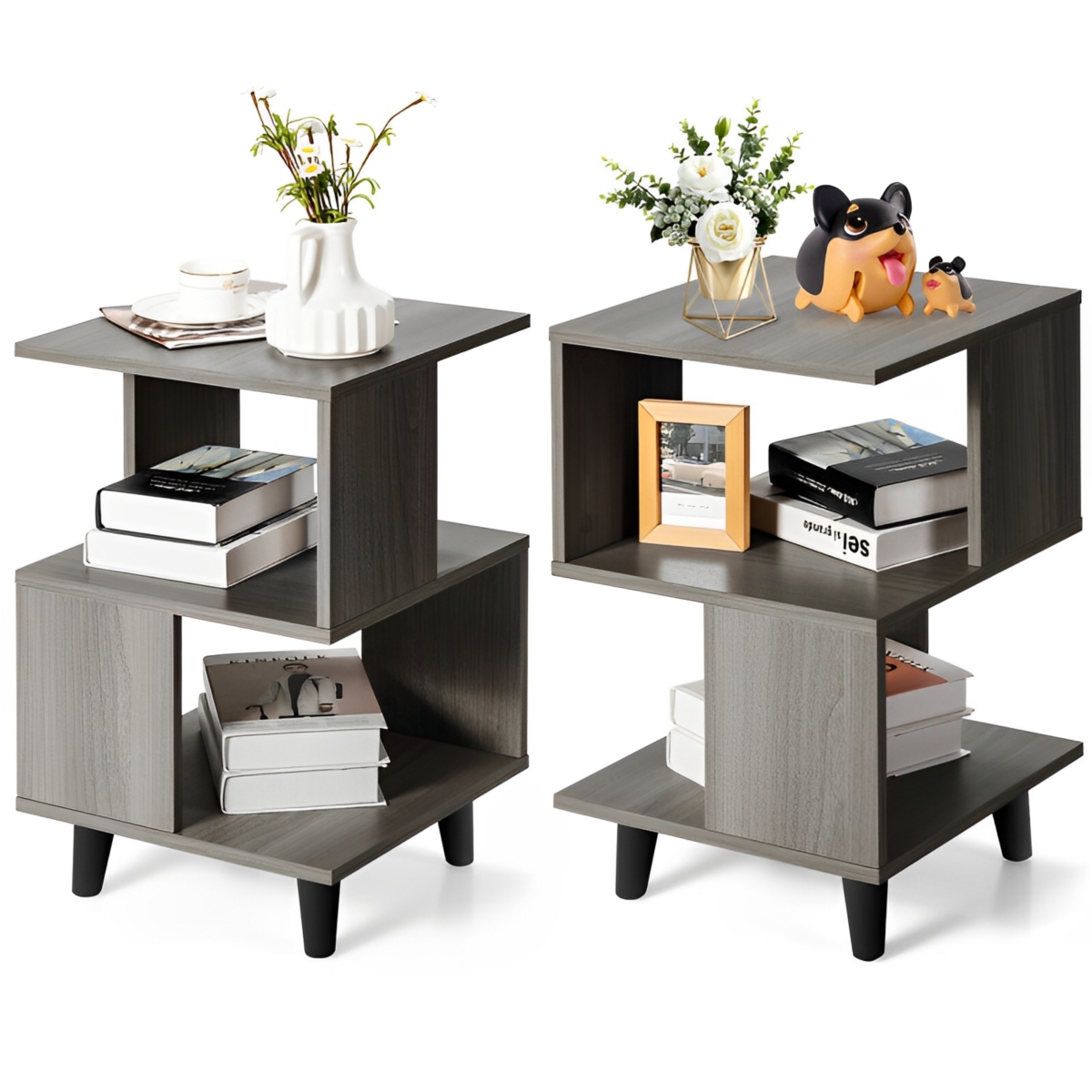 Click here for 2 Pieces Wooden Modern Nightstand Set with Solid W... prices