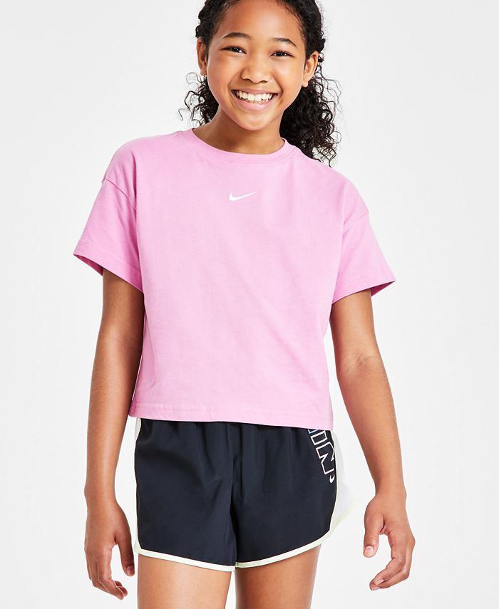 Nike Big Girls Sportswear Essential Swoosh T-Shirt, Tempo Dri-FIT ...