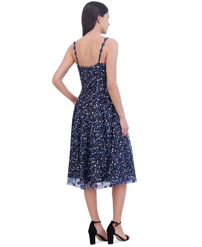 Eliza J Women's Floral Sequin Sleeveless Fit & Flare Dress - Macy's