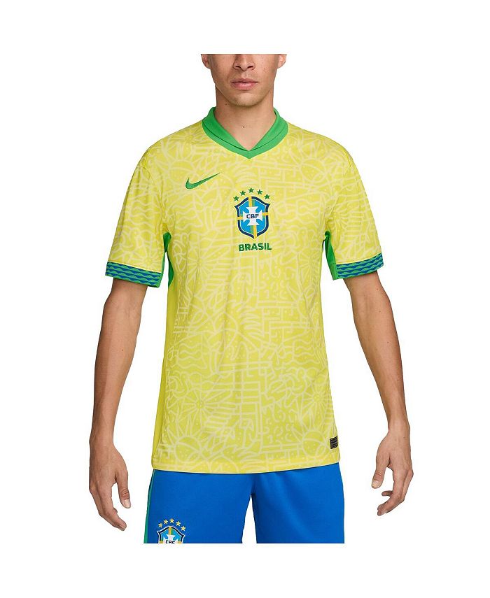 Nike Men's Yellow Brazil National Team 2024 Home Stadium Replica Jersey ...