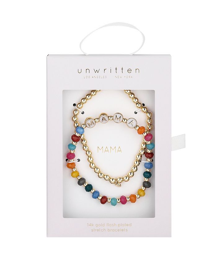Unwritten Multi Color Quartz Mama Stone and Beaded Stretch Bracelet Set ...