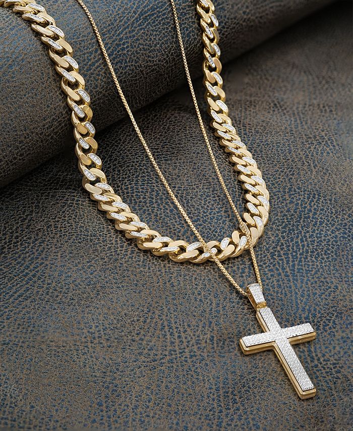 Macy's Men's Diamond Cross 22" Pendant Necklace (1 ct. t.w.) - Macy's