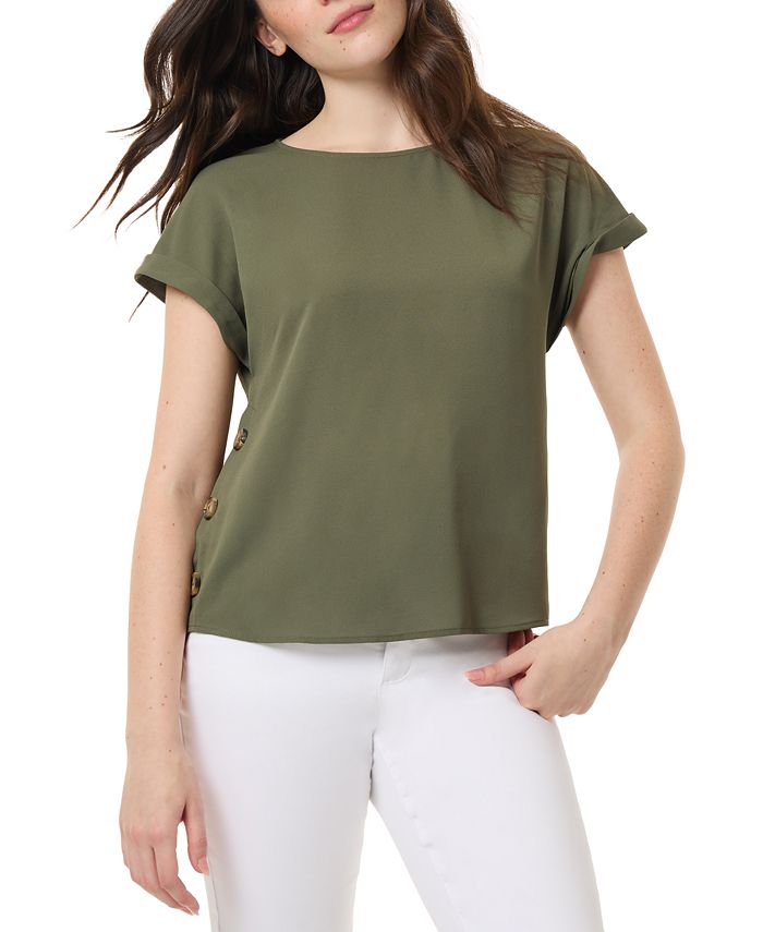 Jones New York Petite Short-Sleeve Side-Button Top - Macy's
