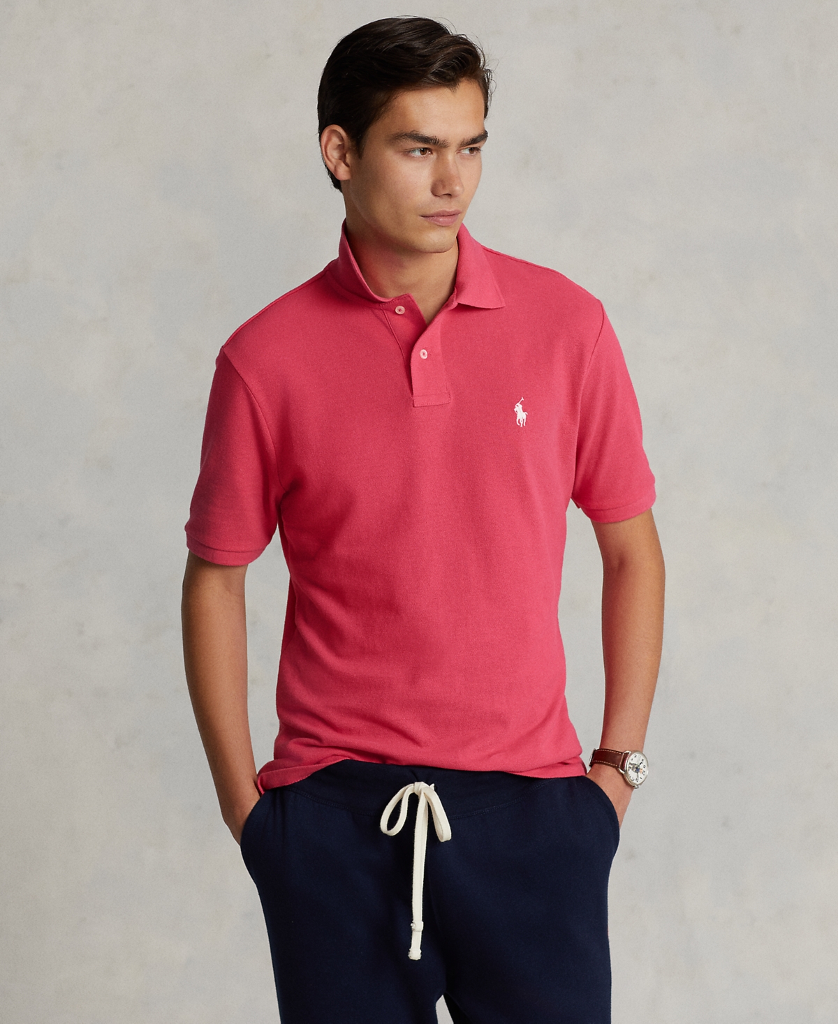 Polo Ralph Lauren Mens Classic-Fit Mesh Polo Shirt - Hot Pink