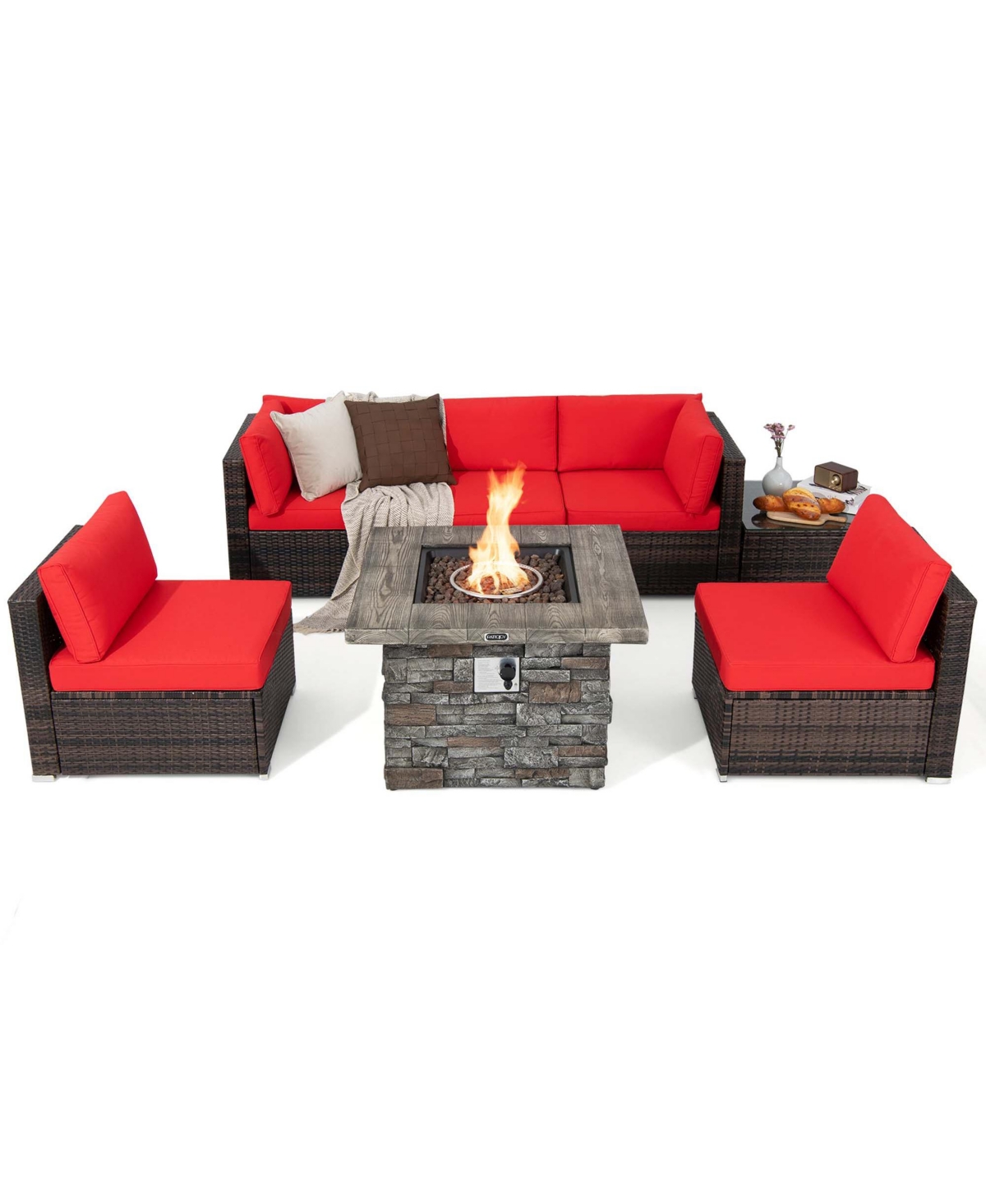Click here for 7 Pcs Patio Furniture Set with 50 000 Btu Fire Pit... prices