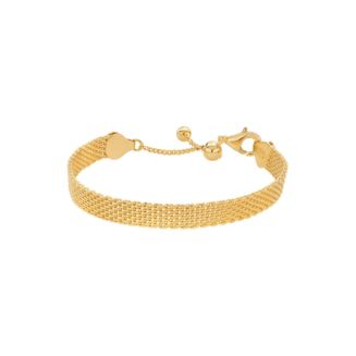 Sterling Silver 18k Gold Plated Mash Chain Adjustable Bracelet - Macy's