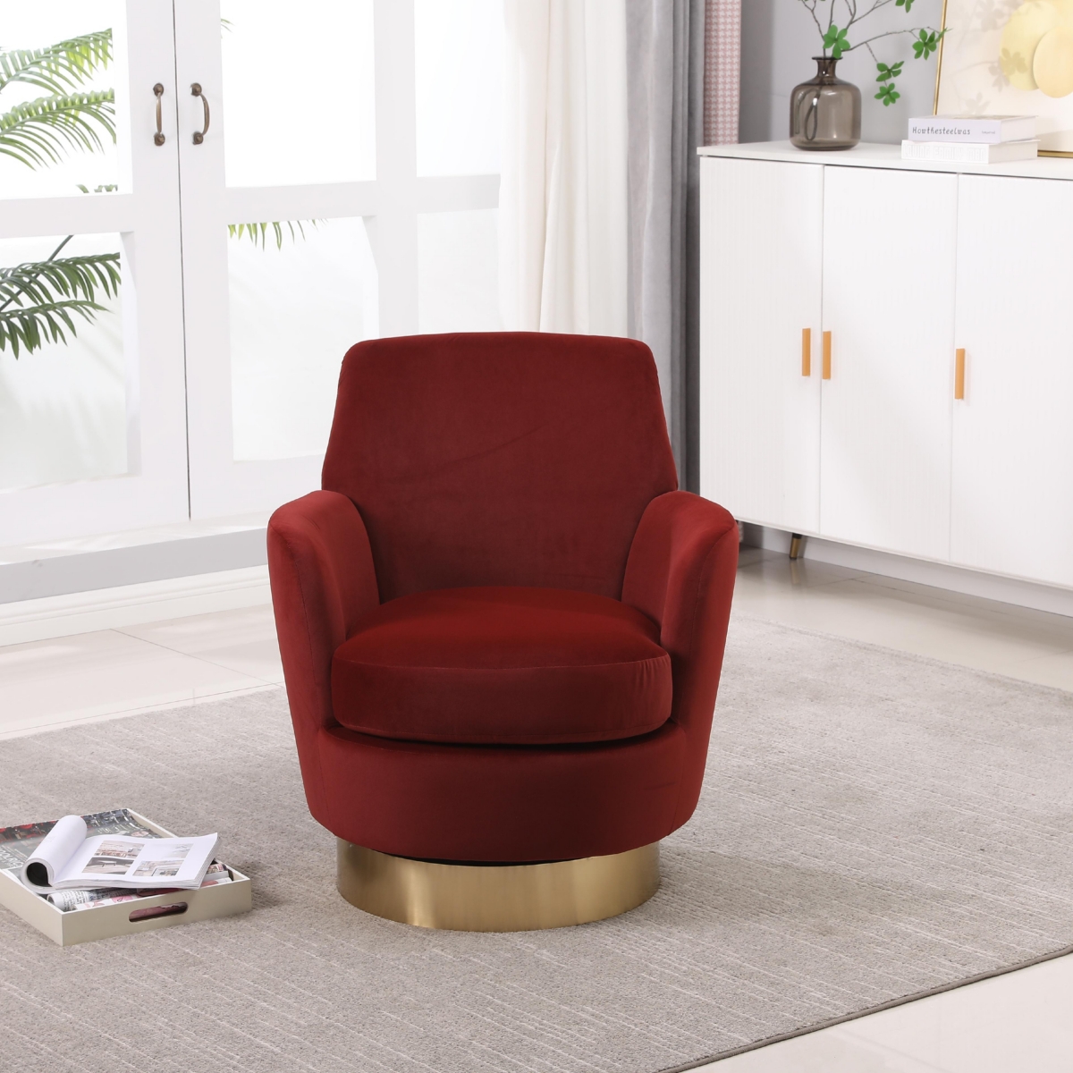 Click here for Streamdale Swivel Barrel Chair with Gold Base - Re... prices