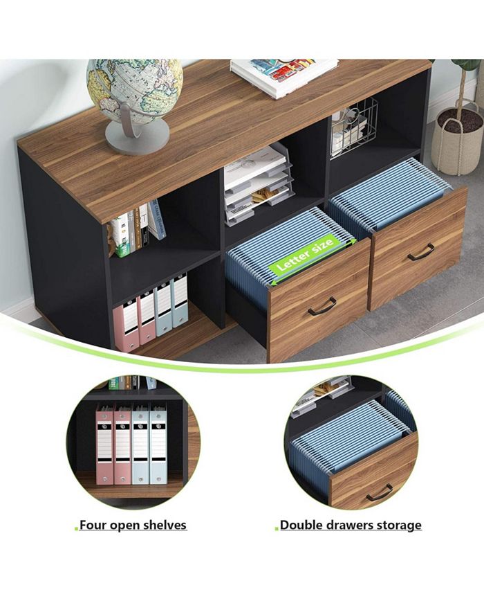 Tribesigns 2 Drawers Lateral File Cabinets, Home Office 43-inch Mobile Wood Filing Cabinet ...