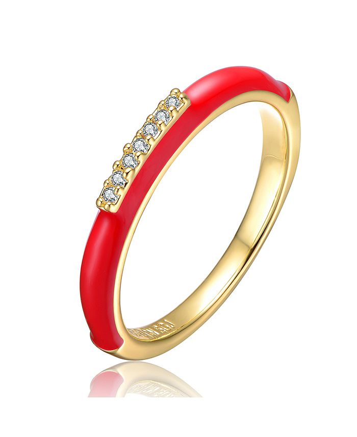 GiGiGirl Girls/Teens Sterling Silver 14k Yellow Gold Plated with Cubic Zirconia Hot PInk Enamel ...