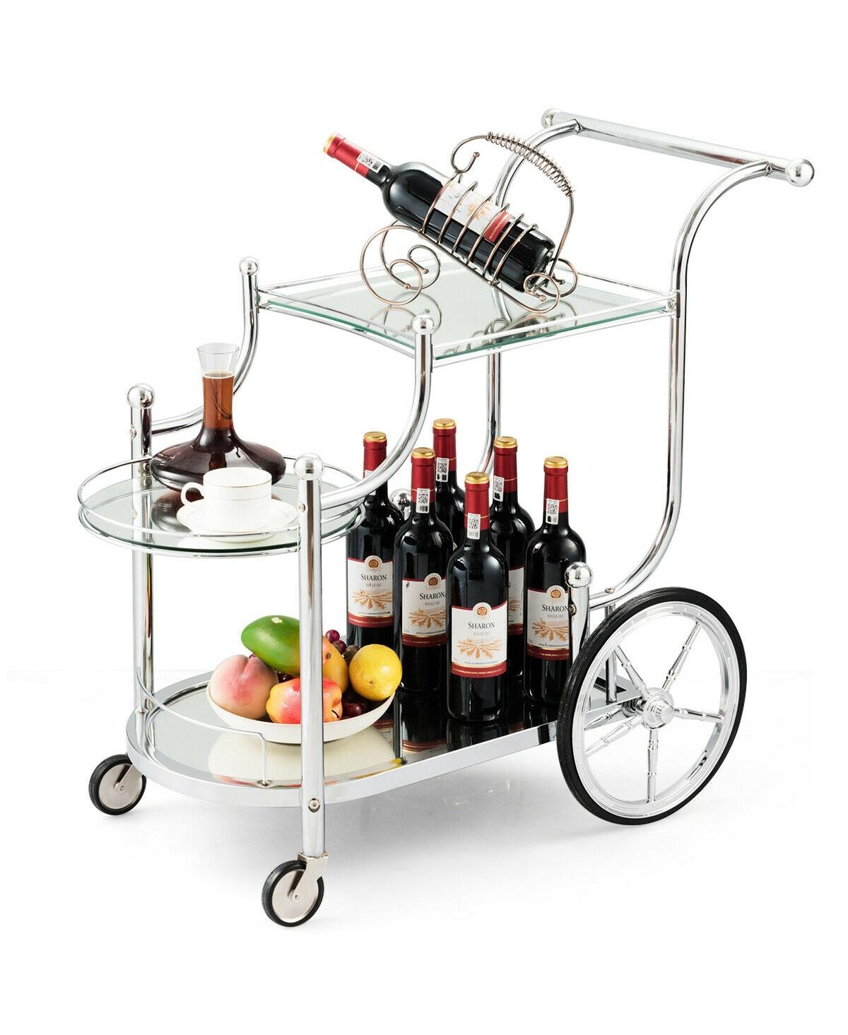 Click here for Sugift Kitchen Rolling Bar Cart with Tempered Glas... prices