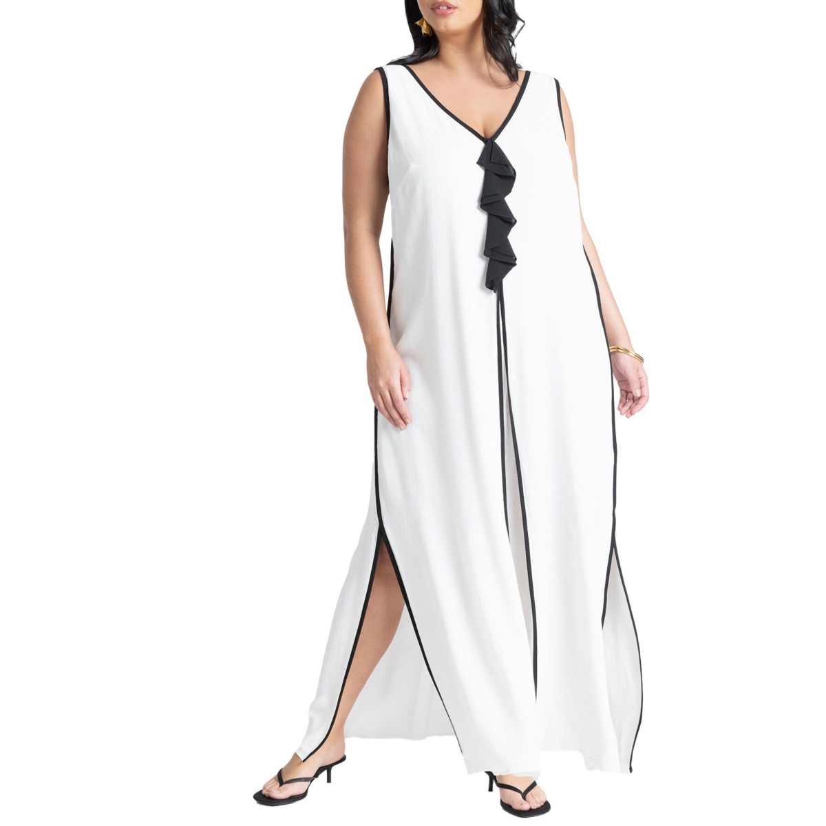 Click here for Eloquii Womens V Neck Gauze Maxi Dress - Sugar swi... prices