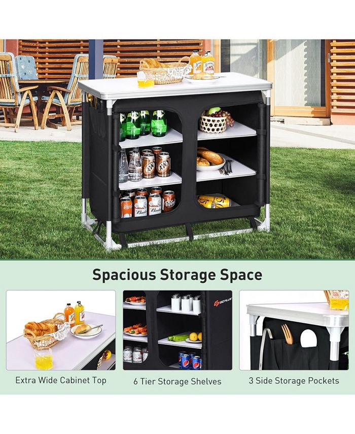SUGIFT Portable Camping Kitchen Table with Storage Shelves - Macy's