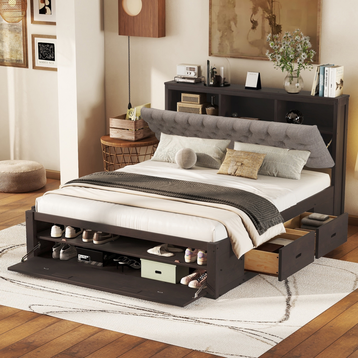 Click here for Streamdale Queen Platform Bed with Storage Headboa... prices