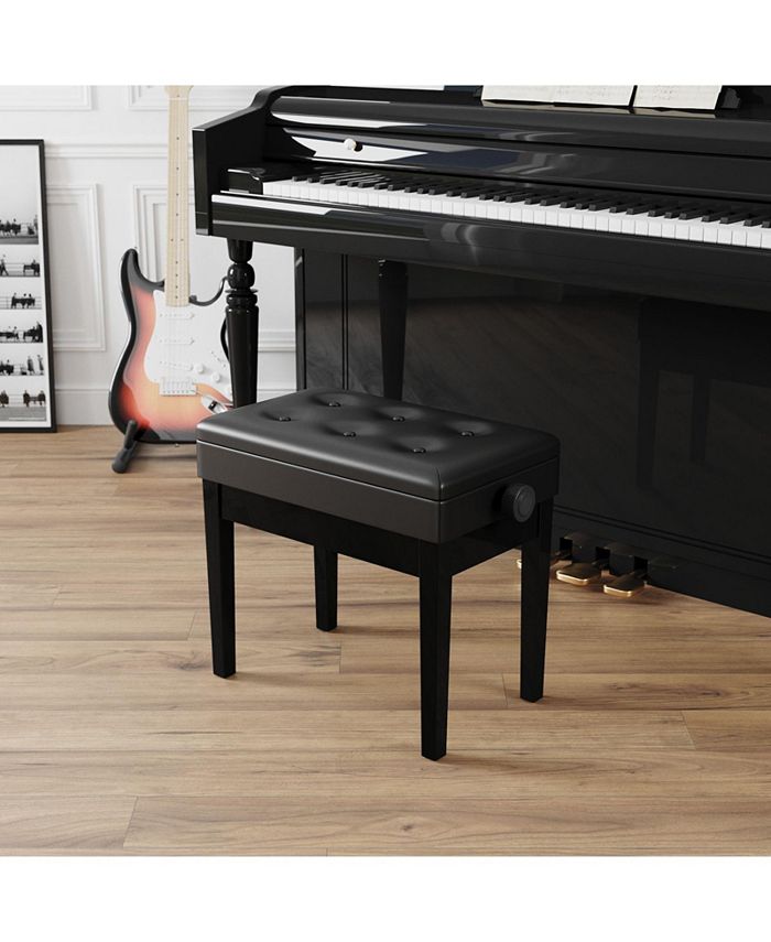 Slickblue Adjustable Wooden Piano Bench Stool with Sheet Music Storage ...