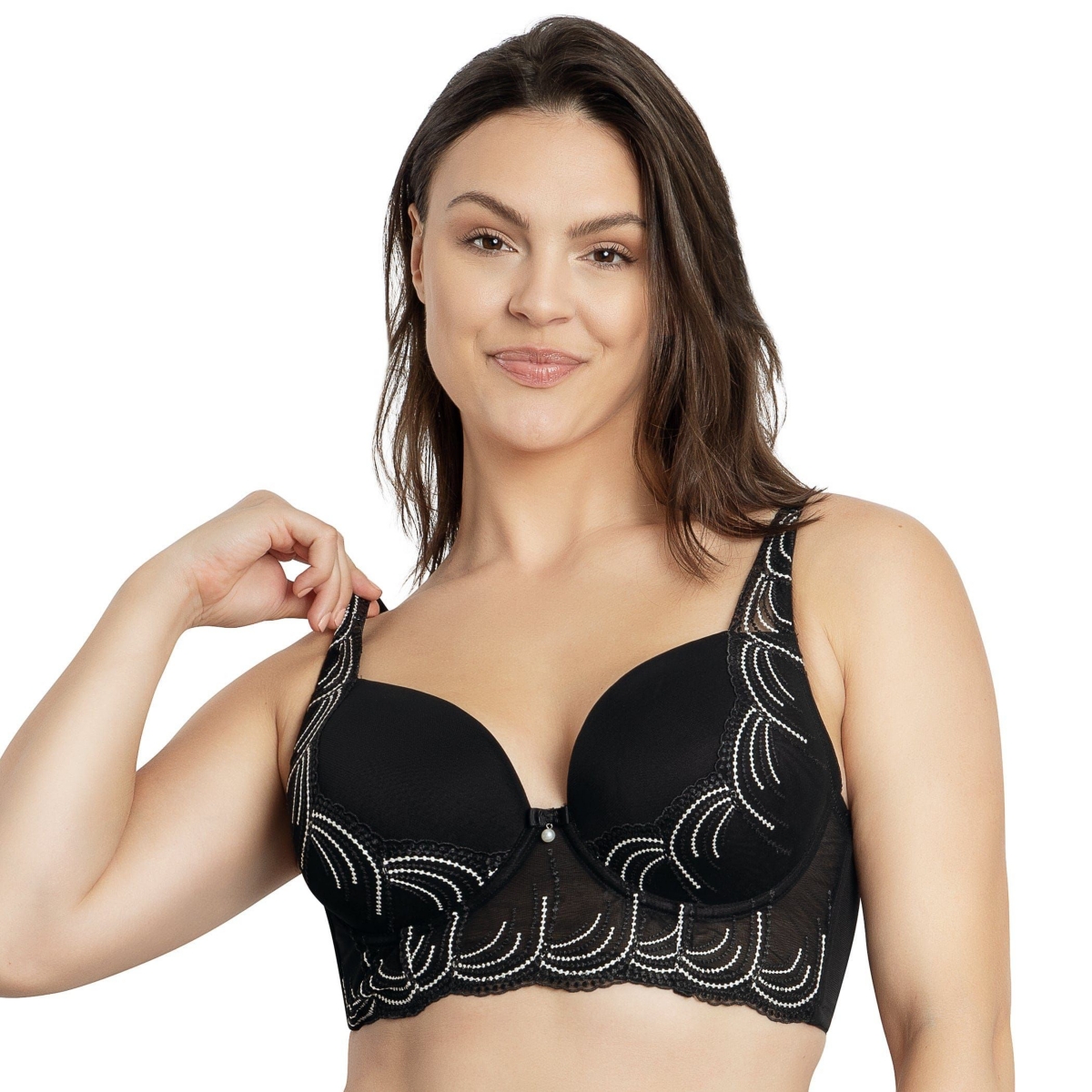 Click here for Parfait Plus Size Pearl Longline Plunge Bra - Blac... prices