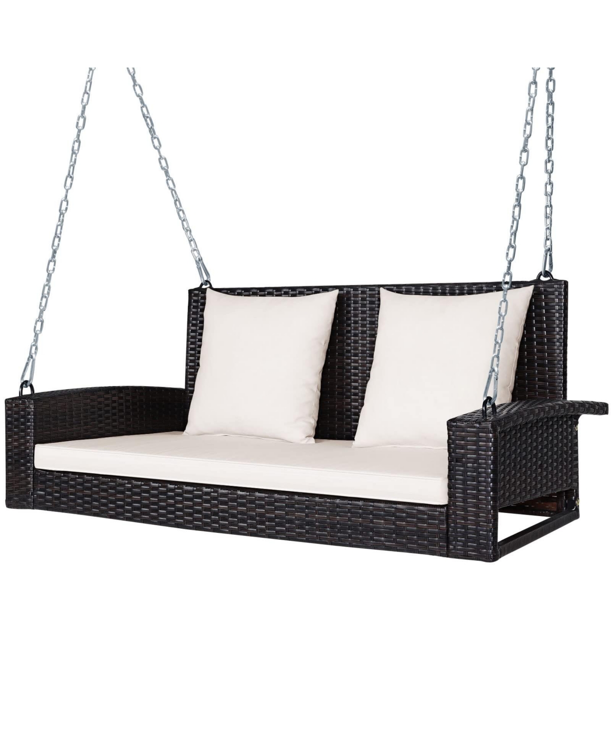 Click here for Sugift 2-Person Wicker Hanging Porch Swing with 2... prices