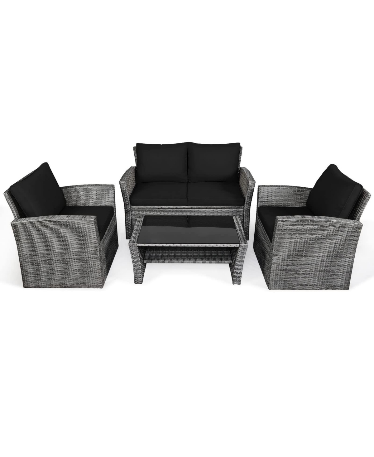 Click here for Sugift 4 Pieces Patio Rattan Furniture Set Sofa Ta... prices