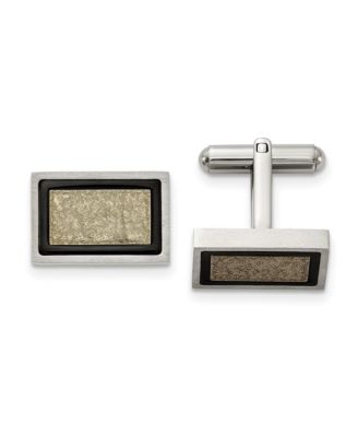 Chisel Stainless Steel Brushed & Textured Black & Yellow Cufflink - Macy's