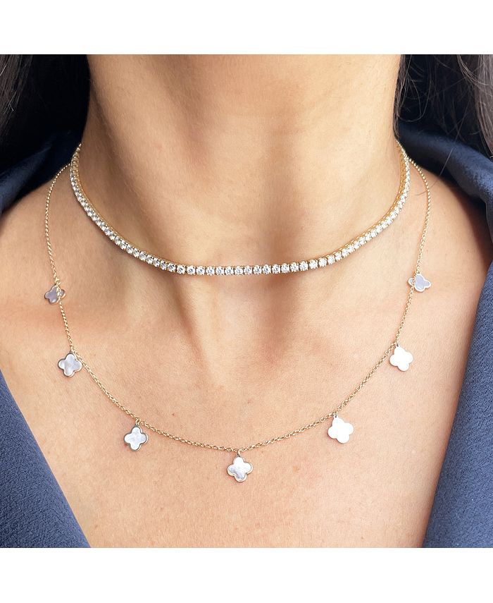The Lovery Mini Mother of Pearl Clover Dangle Necklace 14K Gold - Macy's
