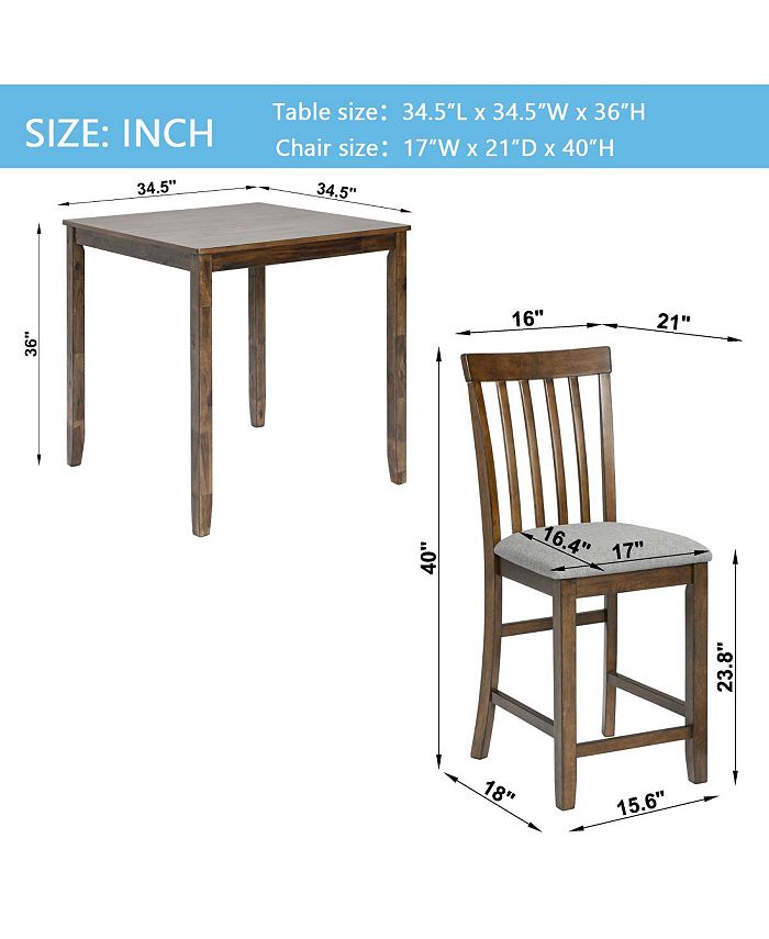 Simplie Fun Wooden Dining Square Table, Kitchen Table For Small Space ...