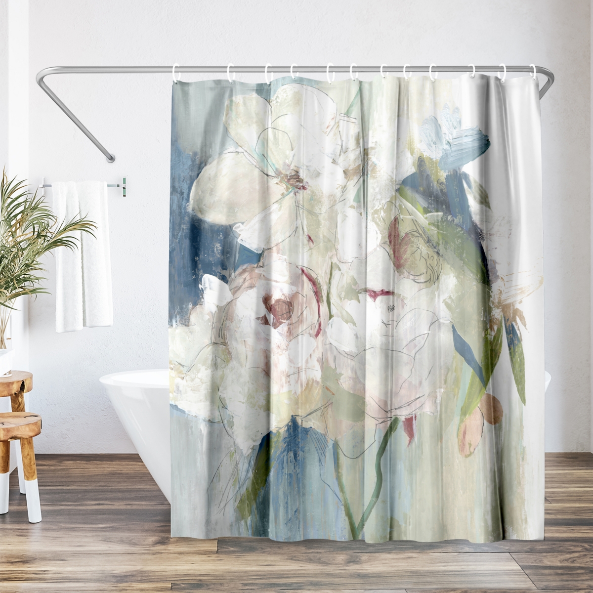 Click here for 71x74 Floral Shower Curtain - Blissful Peony by Pi... prices