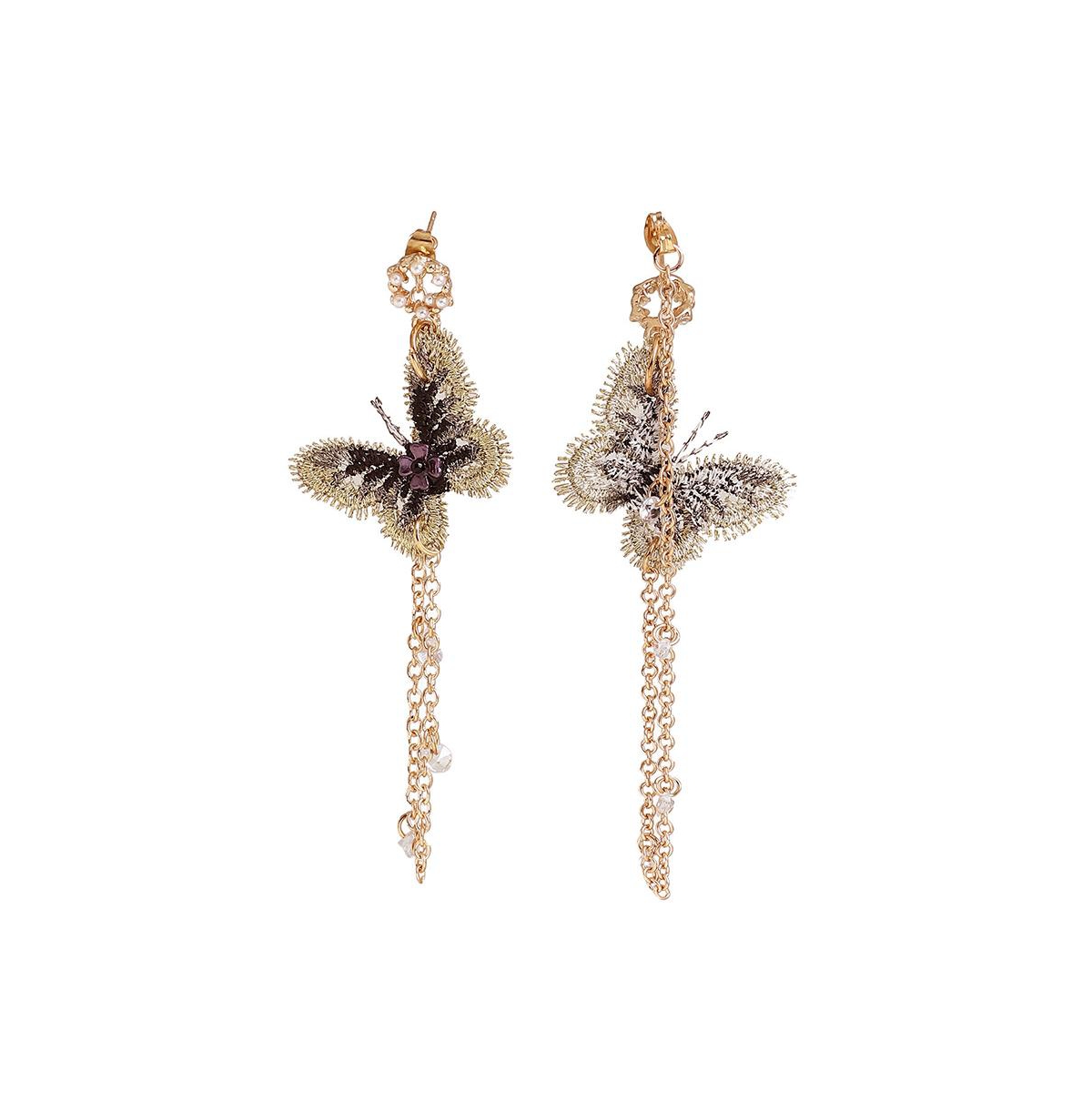 Click here for Sohi Womens Green Embellished Butterfly Drop Earri... prices