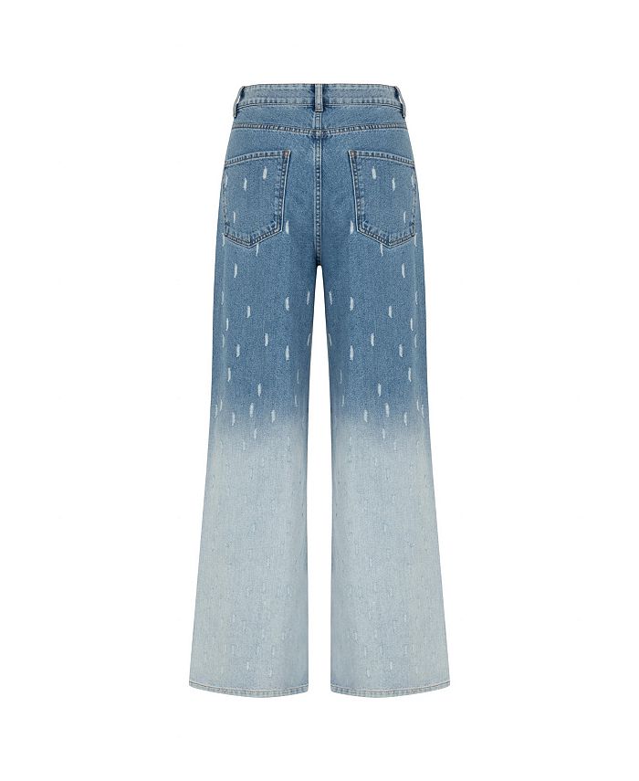 NOCTURNE Women's Gradient Wide Leg Jean Pants - Macy's