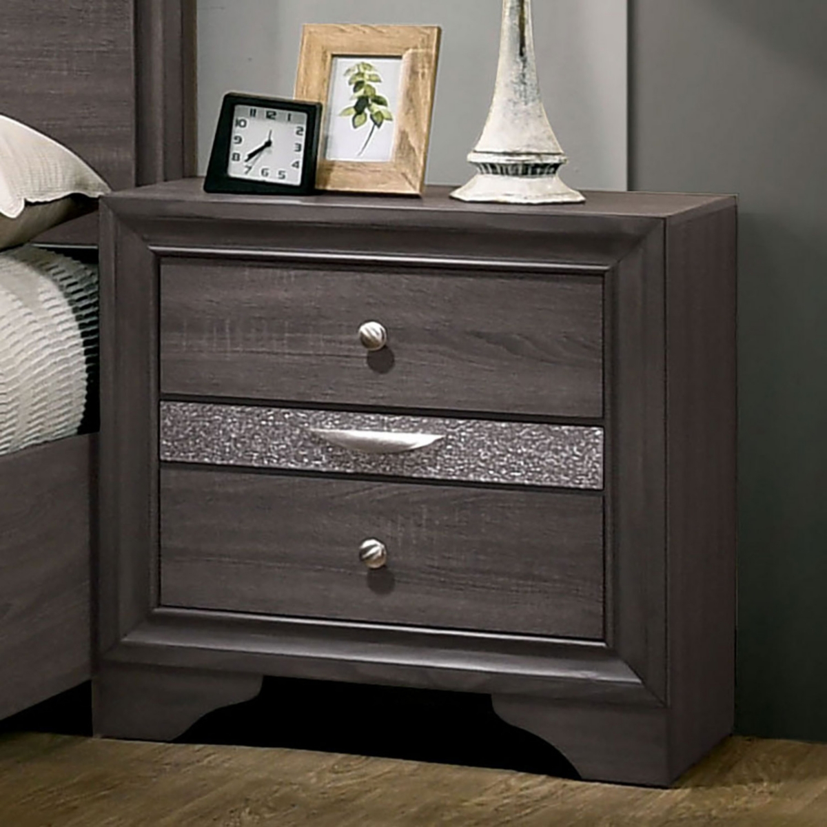 Click here for Simplie Fun Contemporary Silver Nightstand with Hi... prices