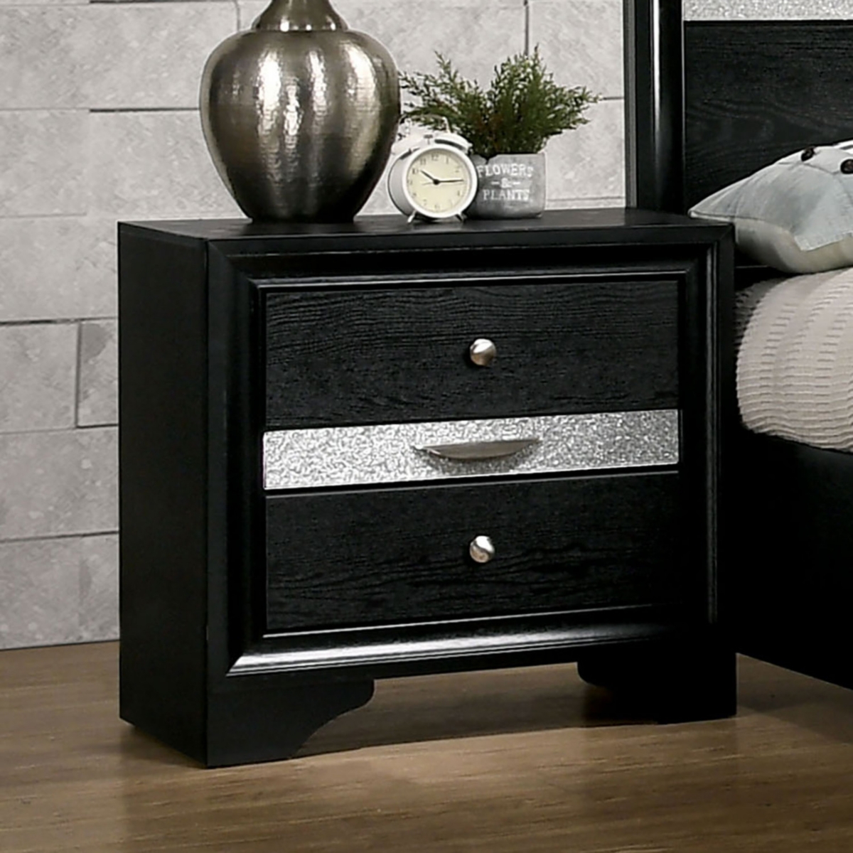 Click here for Simplie Fun Contemporary Silver Nightstand with Hi... prices