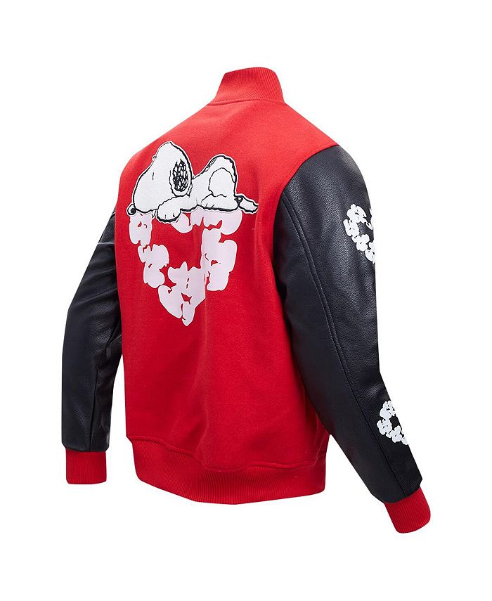 Freeze Max Men's Snoopy Red Peanuts Cotton Heart Full-Zip Varsity ...
