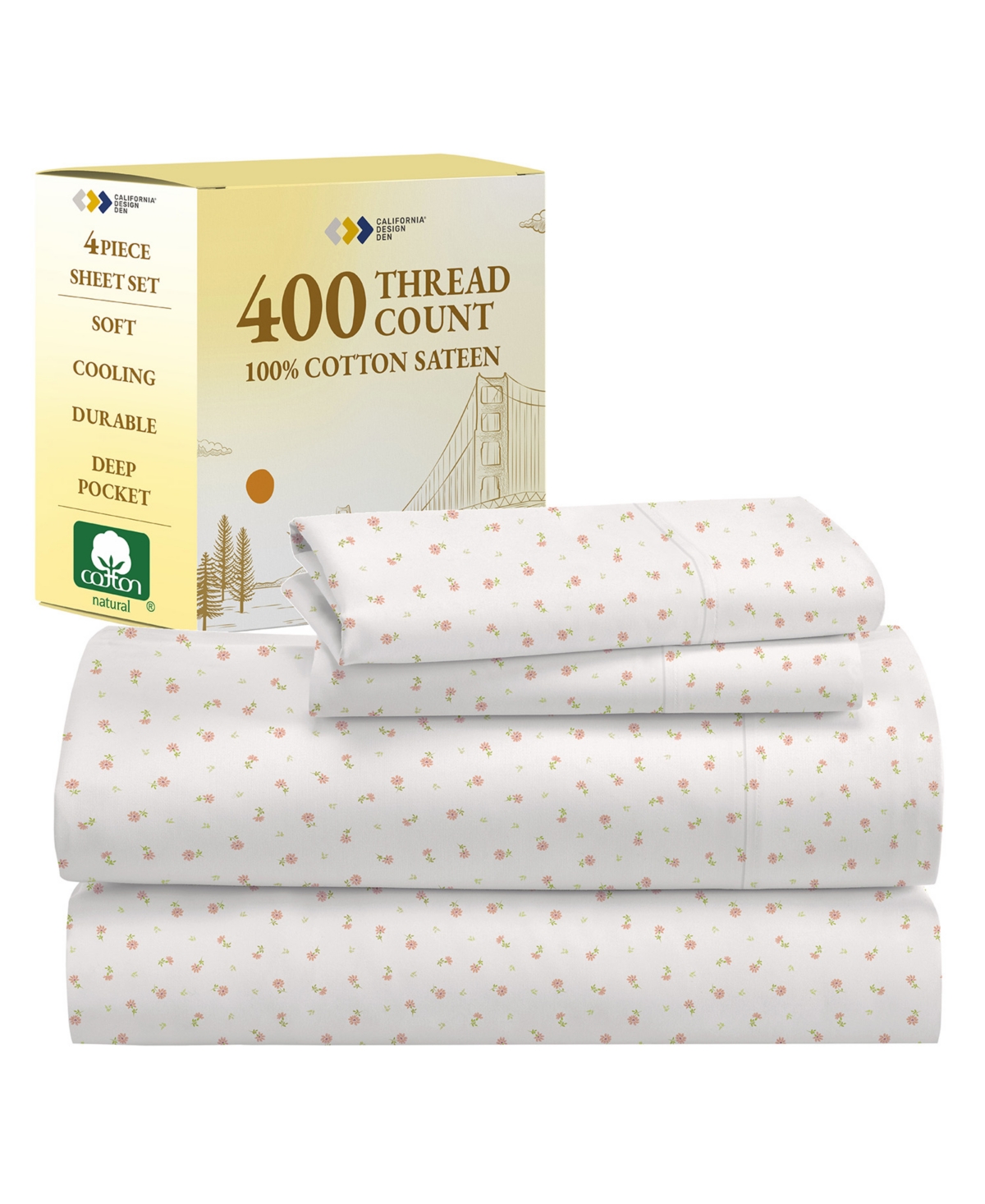 Click here for 400 Thread Count 100 Cotton Printed Sheet Set - Ca... prices