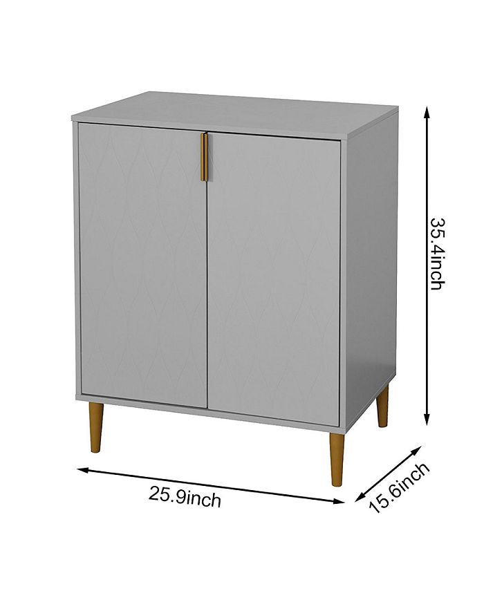 Simplie Fun Wooden Living Room Console Table Grey Carved Pattern Door ...