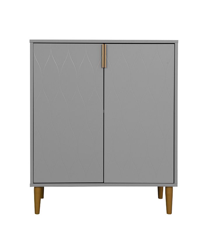 Simplie Fun Wooden Living Room Console Table Grey Carved Pattern Door ...