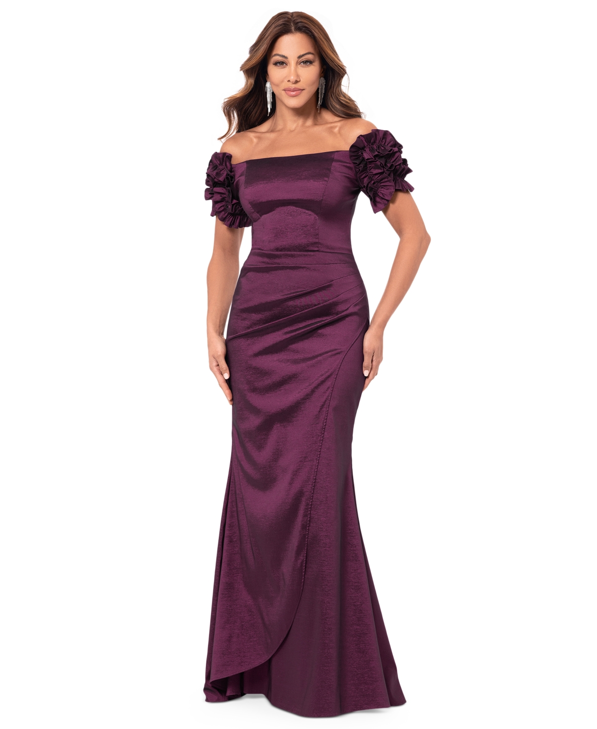 Click here for Xscape Womens Off-The-Shoulder Floral-Sleeve Dress... prices