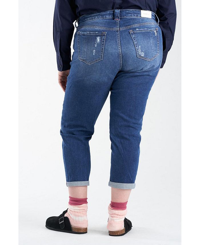 SLINK Jeans Plus Size Mid Rise Boyfriend Jeans - Macy's