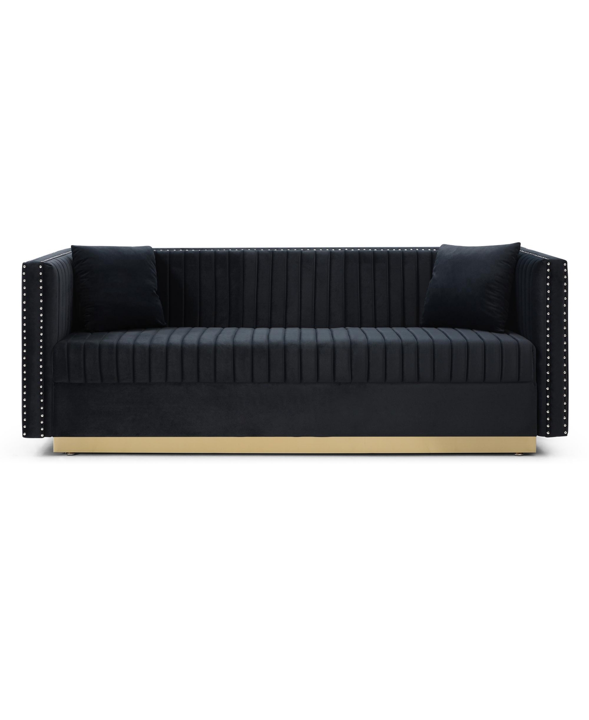 Click here for Modern Black Velvet Sofa with Pillows for Living R... prices