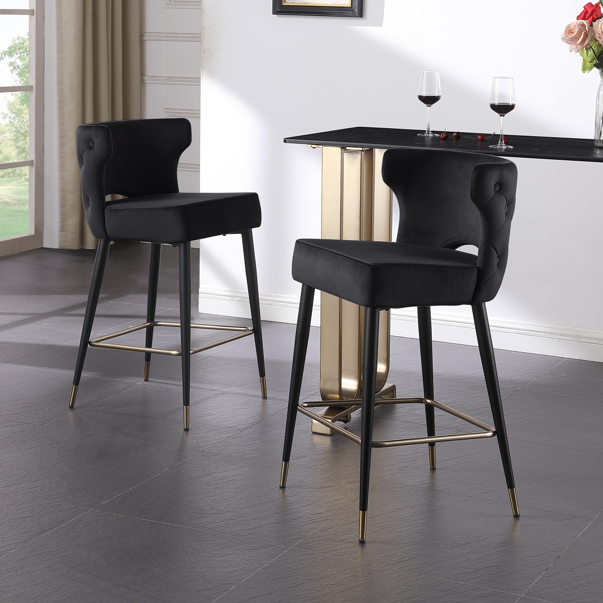 Click here for Contemporary Velvet Upholstered Counter Stool with... prices