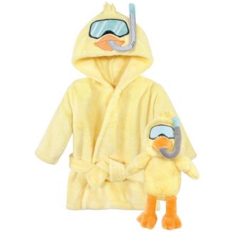Hudson Baby Plush Bathrobe and Toy Set, Scuba Duck, One Size - Macy's