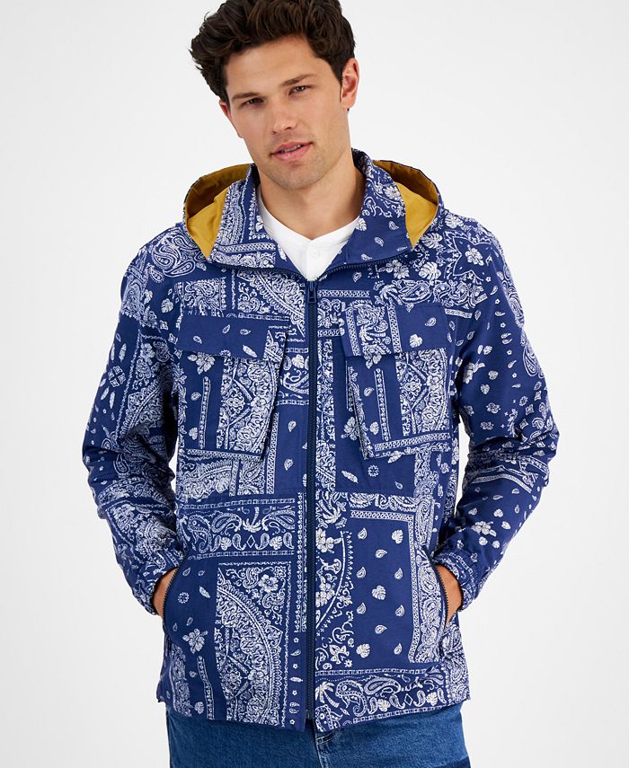 Sun + Stone Men's Regular-Fit Tropical Bandana-Print Full-Zip Hooded ...