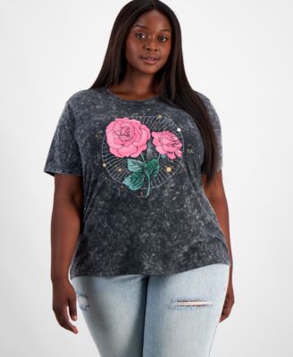Rebellious One Trendy Plus Size Rose Graphic T-Shirt - Macy's