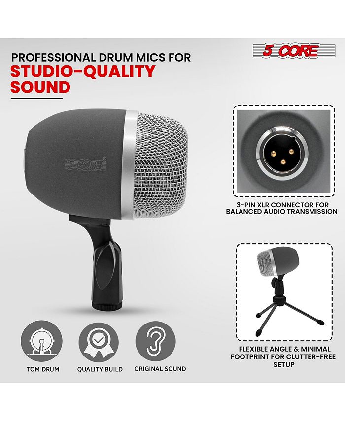 5 Core Conga Mic Cardioid Dynamic XLR Microphone For Kick Drum Snare ...