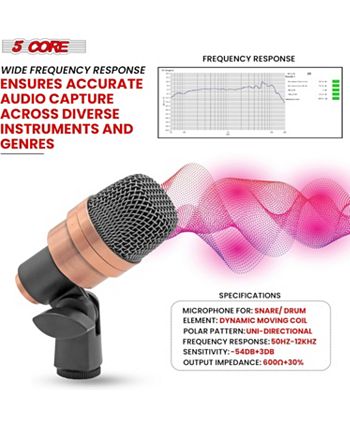 5 Core Snare Microphone 1Piece Wired Cardioid Bass Drum Mic Kit High ...