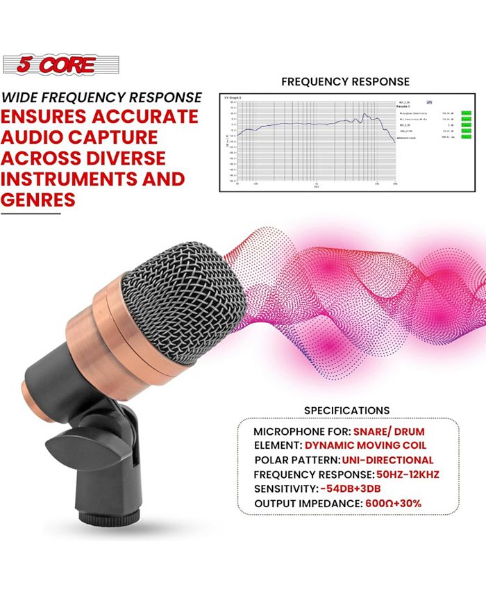5 Core Snare Microphone 1Piece Wired Cardioid Bass Drum Mic Kit High ...