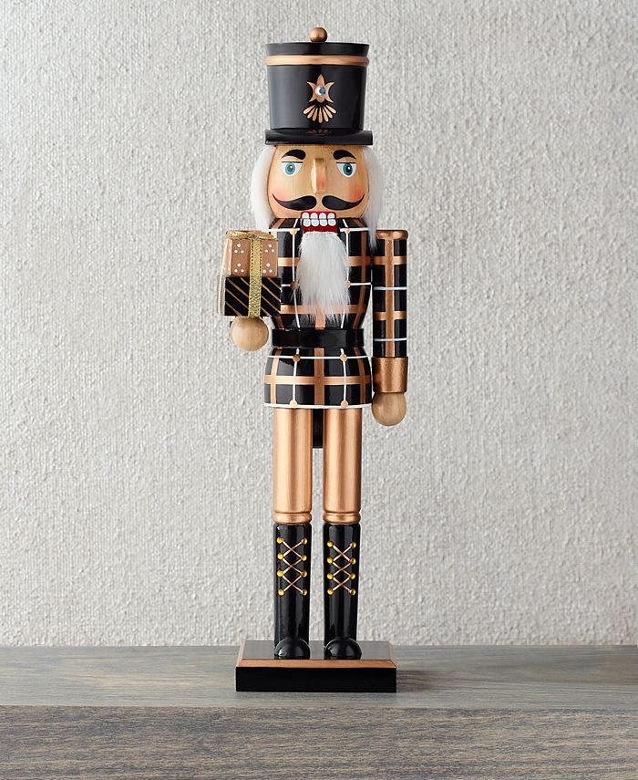 Holiday Lane Nutcrackers Brown & Black Plaid Caucasian Nutcracker, Created for Macy's - Macy's