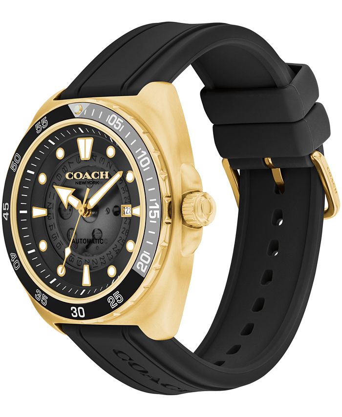 COACH Men's Charter Automatic Black Silicone Watch 44mm - Macy's