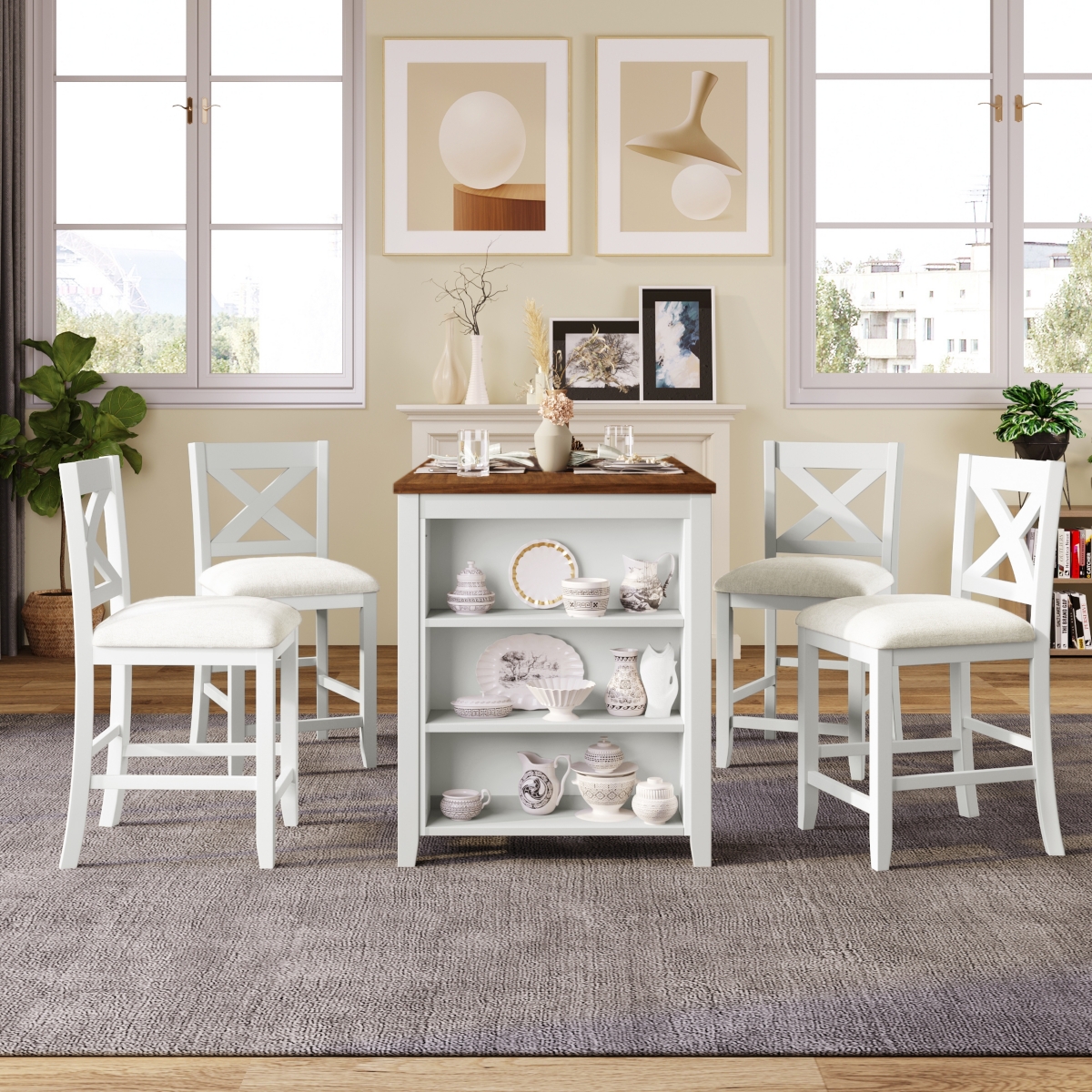 Click here for Streamdale Rustic Farmhouse 5-Piece Bar Table Set... prices