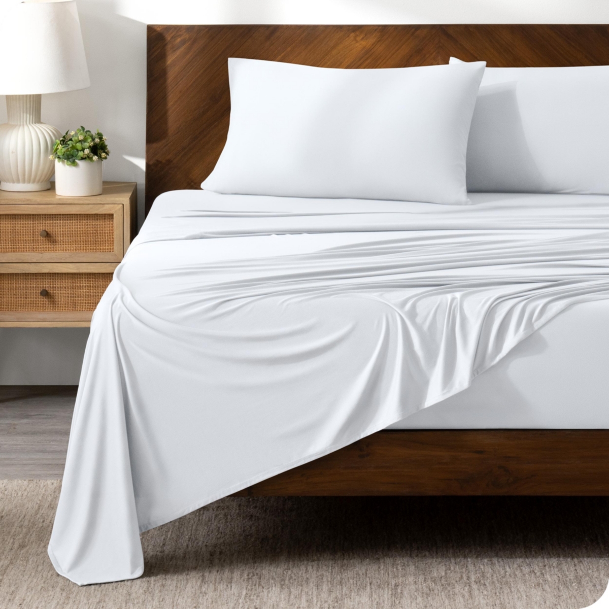 Click here for Bare Home 4 Way Microfiber Stretch Knit Sheet Set... prices