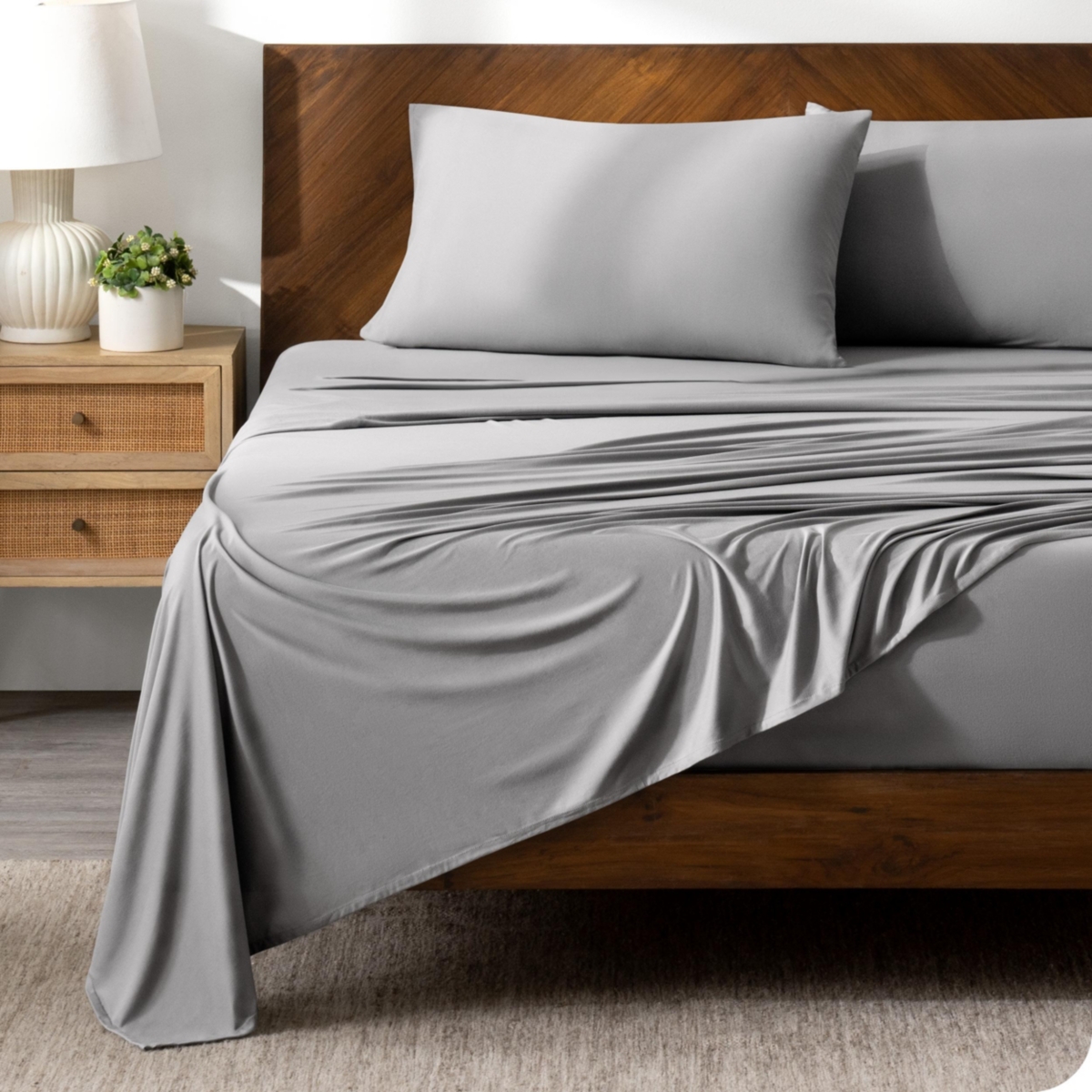 Click here for Bare Home 4 Way Microfiber Stretch Knit Sheet Set... prices